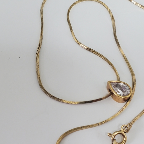 Fas | Jewelry | Fas 925 Sterling Vermeil Petite Crystal Teardrop ...
